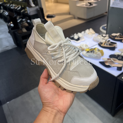 真皮拼接厚底增高老爹鞋