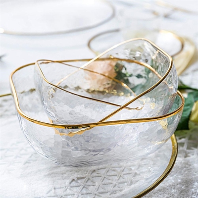MDZF SWEETHOME Nordic Golden Border Salad Bowl Transparent G