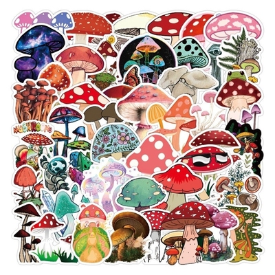 10/50pcs Color Mushroom Sticker Children Gift DIY Skateboar