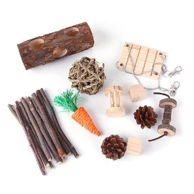 11pcs Pet Small Animal Hideout Hamster Bridge Wooden Hut