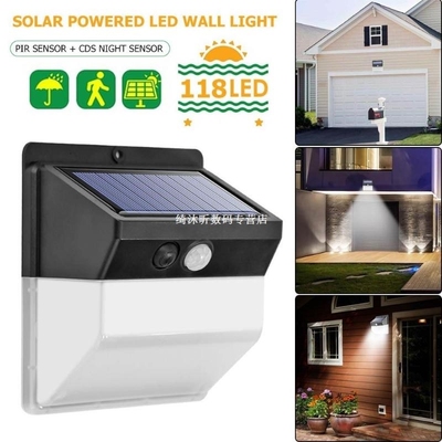 2pcs 118/206LED Solar Motion Sensor Wall Light Outdoor Water