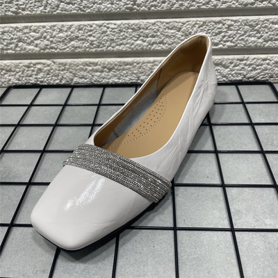 断码处理真皮方头浅口单鞋女