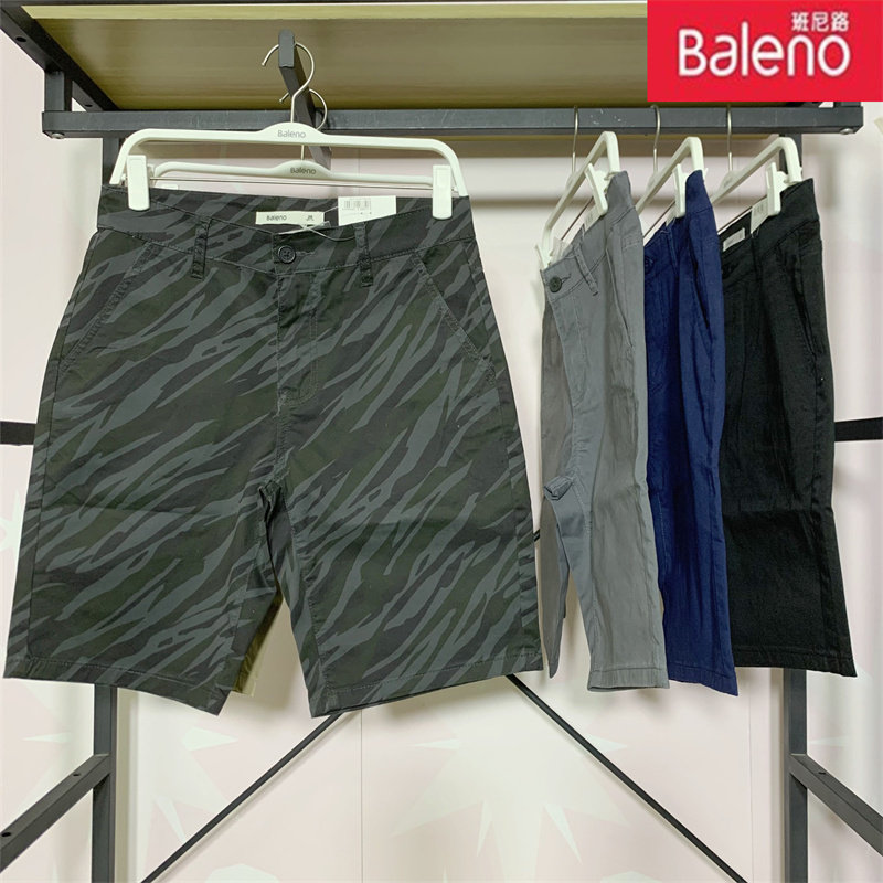 Baleno班尼路夏季短裤男 宽松微弹纯色休闲时尚潮流裤子