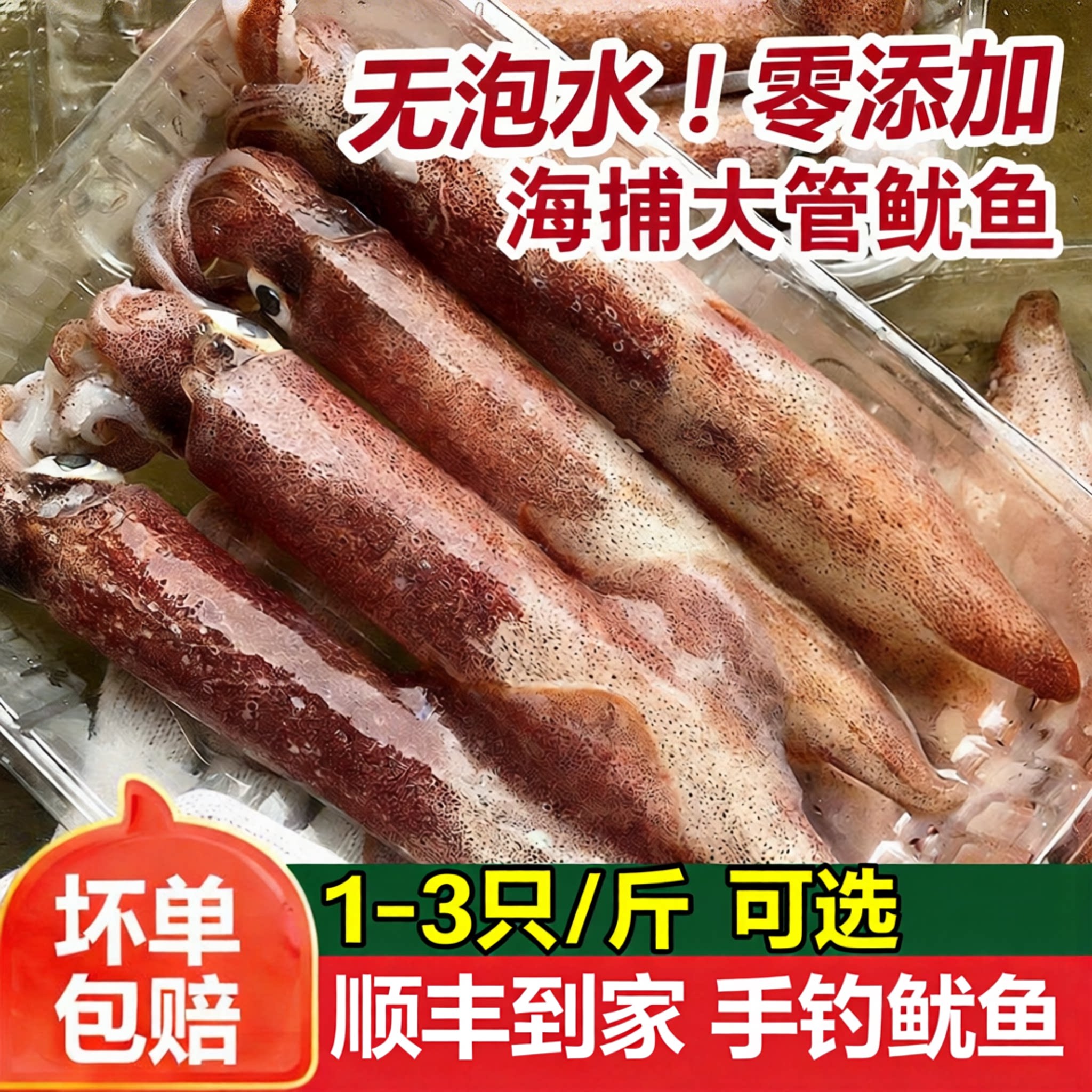 【顺丰到家】手钓大鱿鱼新鲜冷冻水产品火箭鱿鱼大管透抽枪大尾鱿