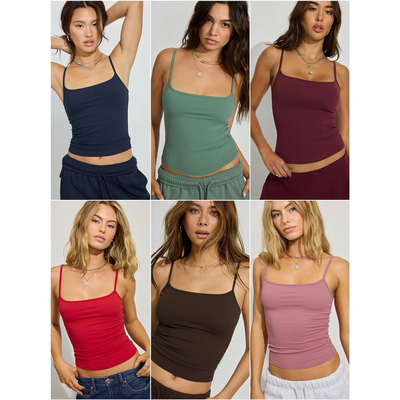 光滑圆领吊带背心七色