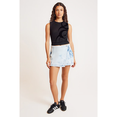 水洗扎染辣妹牛仔短裙