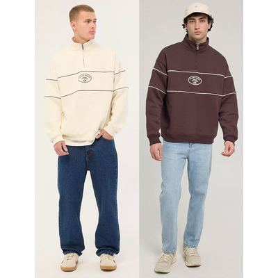 重磅简约半拉链立领宽松加绒卫衣