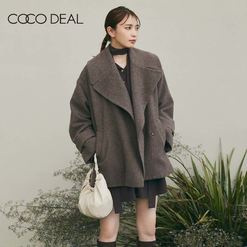 COCO DEAL 22冬季新款日系甜美翻领宽松羊毛呢大衣外套女72619302_虎窝淘