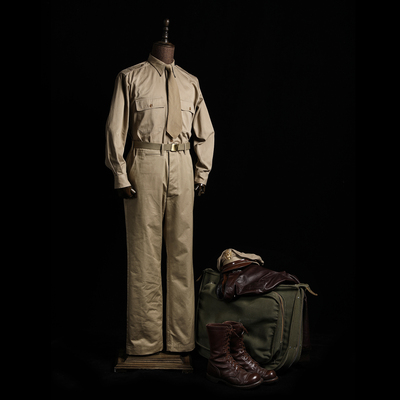 GIZEMO美式复古chino卡其色长裤