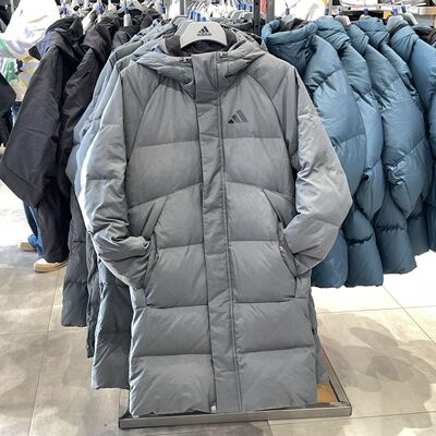 阿迪达斯冬季男女防风连帽保暖外套运动休闲长款羽绒服KQ5516