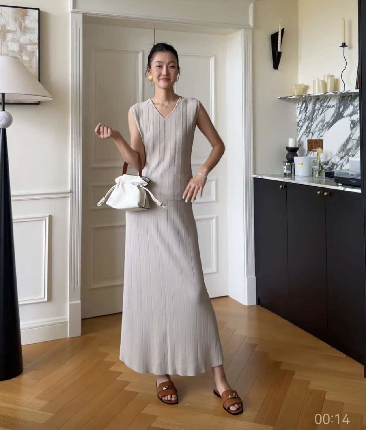 YEVA CHAO 老钱风针织冰丝套装两件套