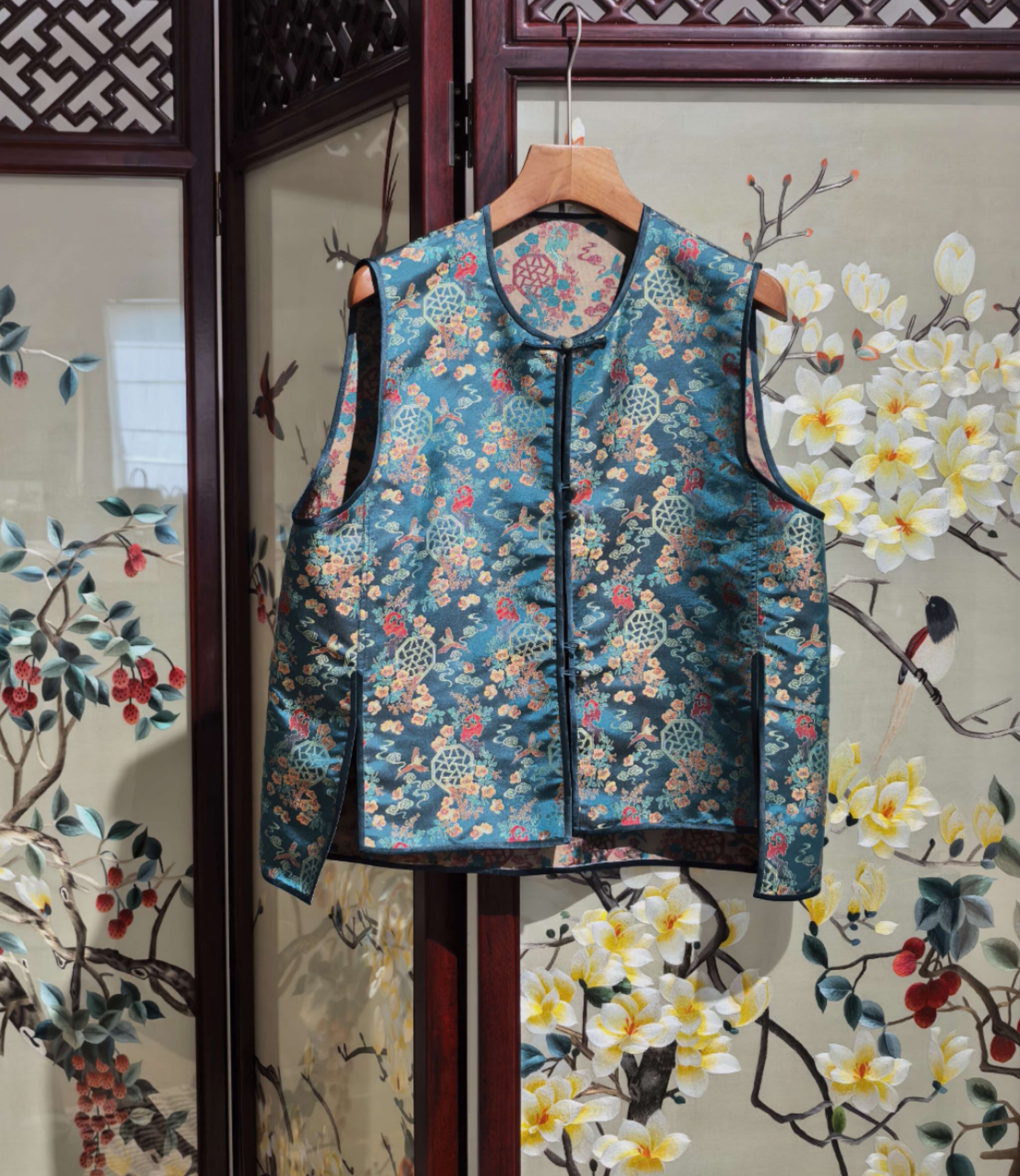YEVACHAO新中式国风桑蚕丝马甲