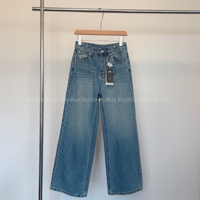 挺括有型！2025春季新休闲复古百搭全棉无弹宽松女直筒阔腿牛仔裤