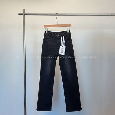【会buy实拍】加绒窄牛！植绒弹力多工艺直筒裤水洗猫须牛仔裤女