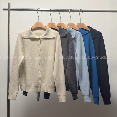 【会buy实拍】纽扣慵懒上衣针织开衫女设计感别致巨好看宽松毛衣