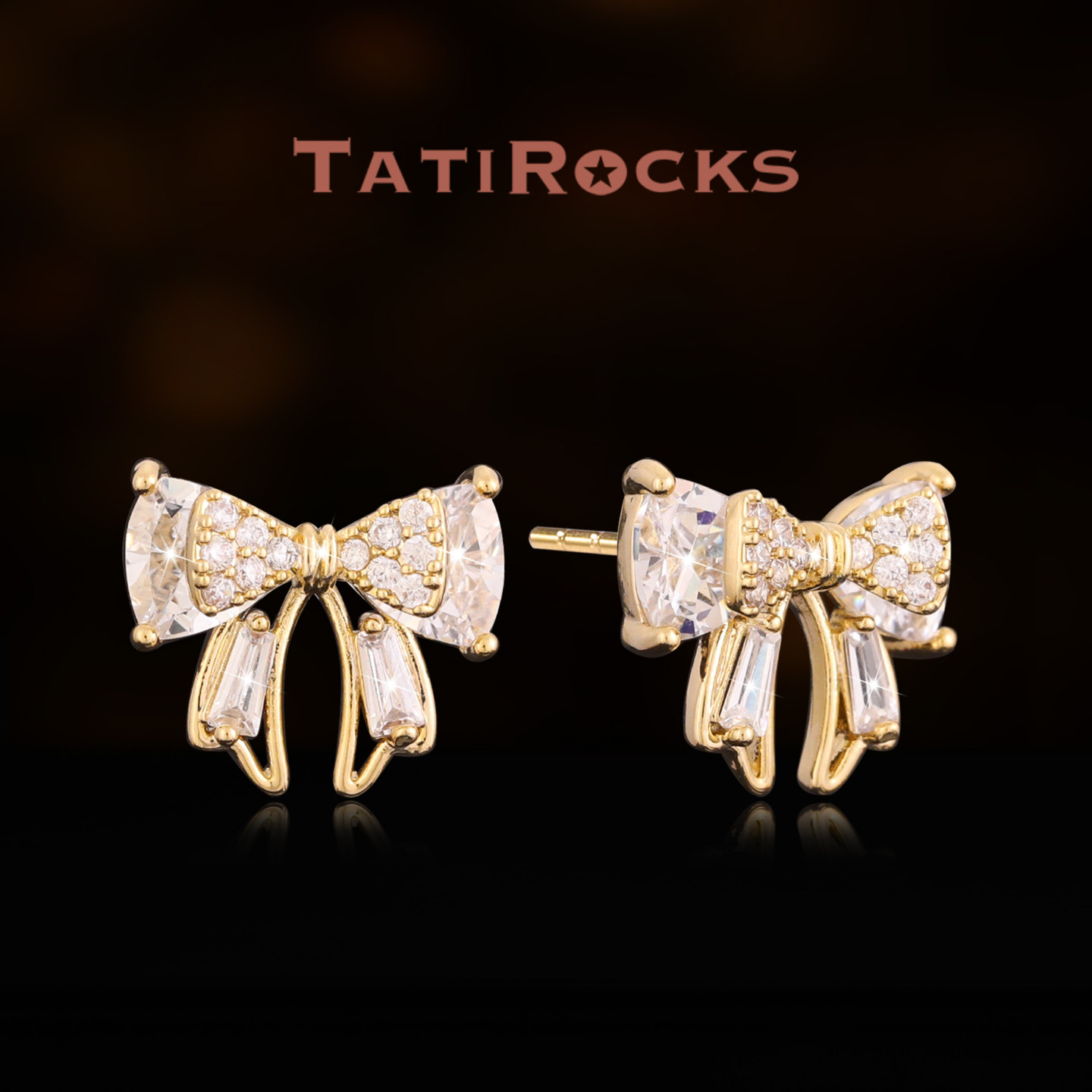 丹麦【设计师】Tatirocks满钻蝴蝶结耳钉高级感轻奢珍玩摆件耳环