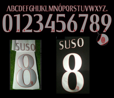 20162017AC米兰印字主场银色印号苏索本田圭佑卡卡印字定制印号