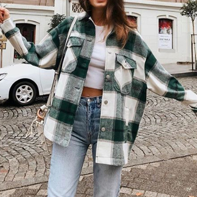 Plaid Oversize Jackets Loose Causal Checker Streetwear Coat