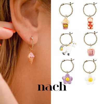 【官方授权】NACH娜趣25甜品屋冰淇淋夏威夷热带独角兽小耳圈单只