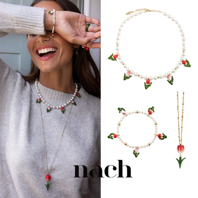 【官方授权】NACH娜趣26秋冬郁金香粉红花情人节珍珠高雅手链项链