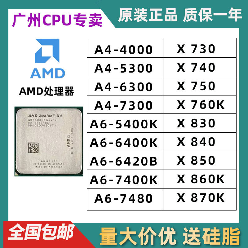 AMD速龙II X4-730 740 750X 760K 830 840X 860K 870K FM2四核CPU_虎窝淘