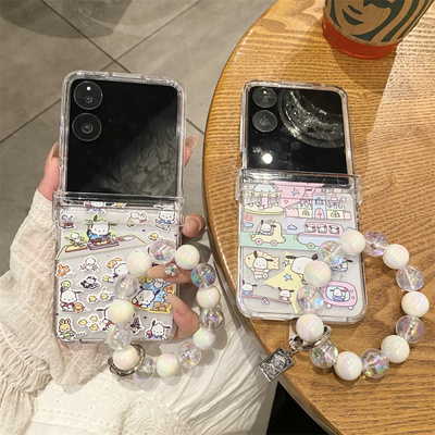 ins韩风卡通可爱帕恰狗适用小米MIX Flip2手机壳荣耀MagicVFlip折叠屏摩托罗拉razr50防摔razr40Ultra保护套