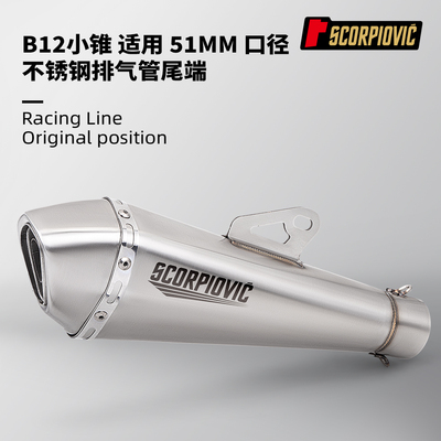 摩托车排气管改装B12小锥尾段消声器 51mm无损安装250SR NINJA400