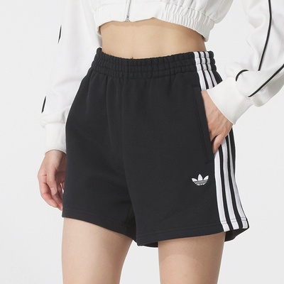 阿迪达斯三叶草休闲女子热裤健身跑步透气针织运动短裤 JW5109