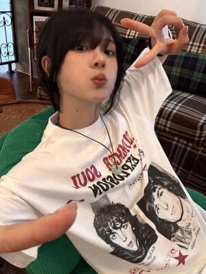BurningDreamers 美式复古vintage乐队印花短袖宽松休闲情侣T恤