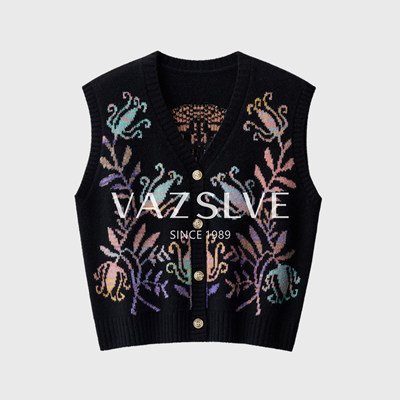 【VAZSLVE/全新奢品】捡漏羊绒羊毛轻奢图腾针织马甲ins风背心