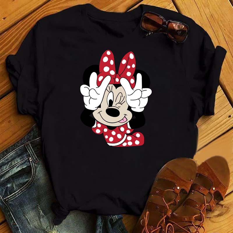 Cute Mouse T shirt 夏季卡通老鼠印花男女情侣短袖圆领T恤INS风_虎窝淘