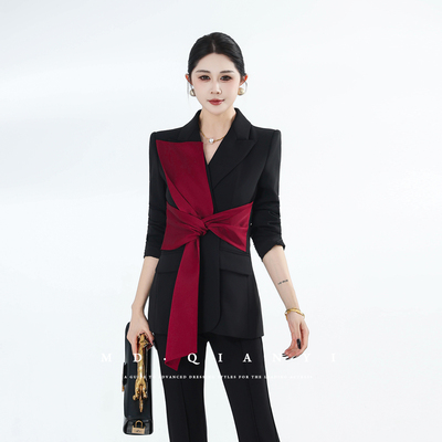 MD千亿【赤墨锋姿】2025秋季纯色百搭设计感优雅气质休闲外套