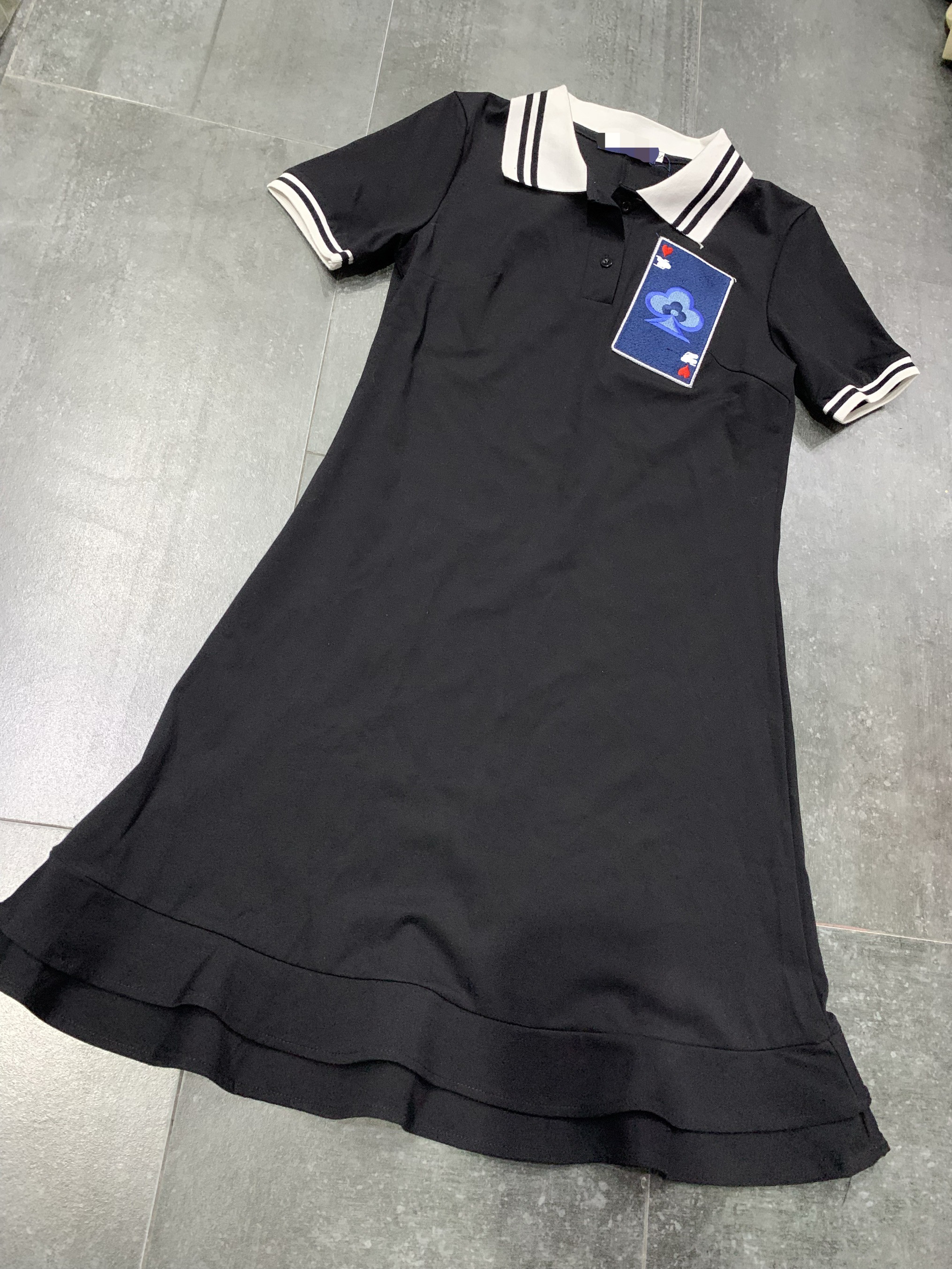 POLO领短袖T连衣裙女夏季修身显瘦运动风短款a字裙