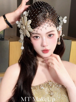 欧姿新品小众礼服头饰轻复古手作发饰对夹侧边配饰品跟妆晚宴6419