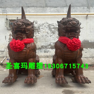 定制门口一对大中型户外獬豸铜雕
