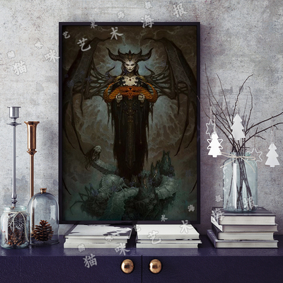 暗黑破坏神4Lilith莉莉丝Diablo IV帆布打印海报装饰画家居游戏