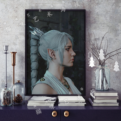 博德之门3影心Shadowheart帆布打印金属框架海报装饰画家居游戏