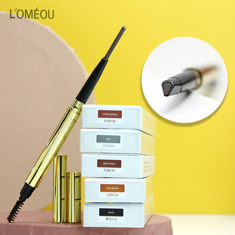 LOMEOU精细三角眉笔女防水持久不脱色初学者灰棕色黑色自然立体