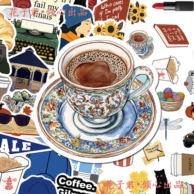 100张欧美复古Gilmore贴纸高级感涂鸦小物件装饰桌面手账贴画