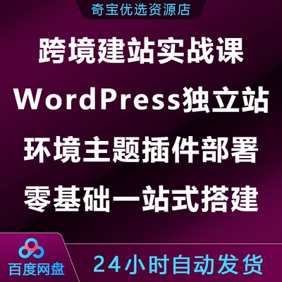 跨境建站实战课WordPress独立站境主题插件部署零基础一站式搭建
