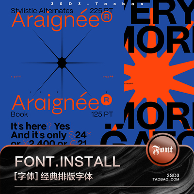 3SD3经典潮流品质高级非衬线黑体排版标题PSAI英文字体安装包素材