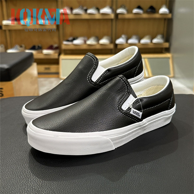 Vans范斯Slip On男女黑色皮质休闲运动懒人一脚蹬板鞋VN000CT5BPB