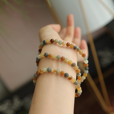 天然和田玉 6mm楼兰圆珠多圈 货号J14205