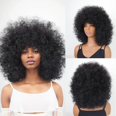 跨境假发 欧美女士爆炸头非洲小卷短卷发化纤头套 Afro Curly Wig