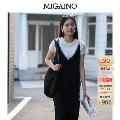 Migaino曼娅奴女装2026年秋季新款设计感蕾丝拼接连衣裙MQ32DA061