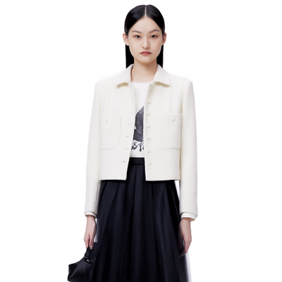 Migaino曼娅奴翻领短外套绵羊毛