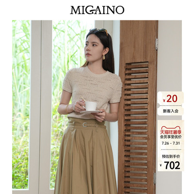 Migaino曼娅奴女装2026年早秋新款设计感圆领短袖针织衫MQ32KW267
