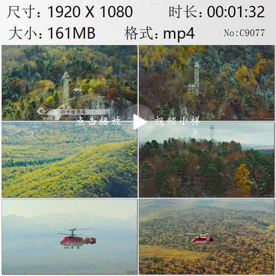 航拍吉林长白山脚下众多的瞭望塔护林员坚守岗位直升机视频素材