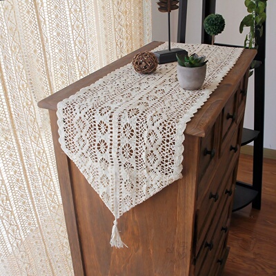 美式复古镂空蕾丝钩针桌旗