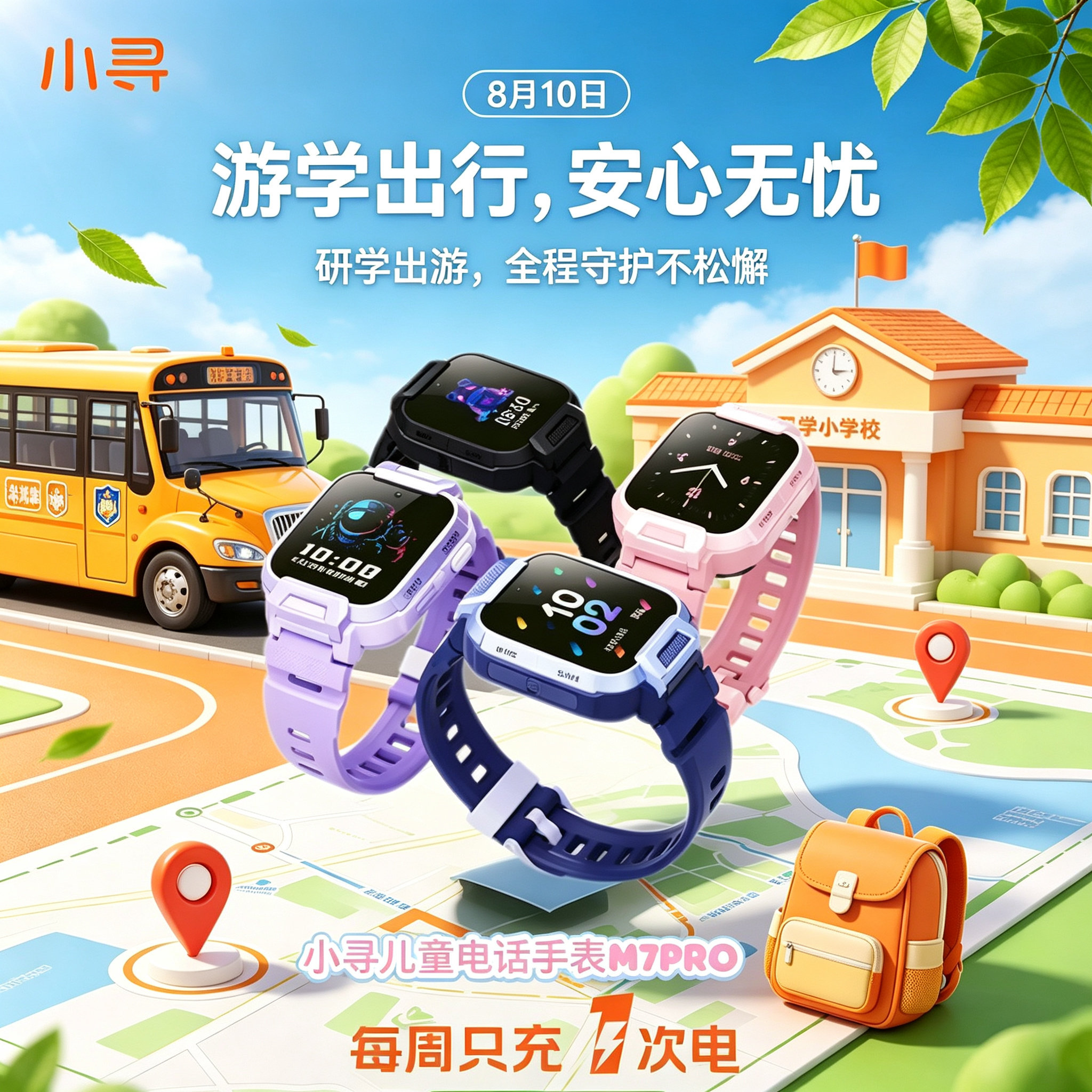 小寻儿童电话手表M7Pro视频通话拍照防水超长待机全网通可插卡 A